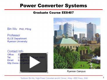 High Power Converters and Applications presentation | free to view
