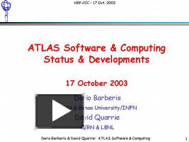 PPT – ATLAS Software PowerPoint presentation | free to view - id ...