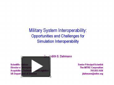 Military System Interoperability: Opportunities and Challenges for ...