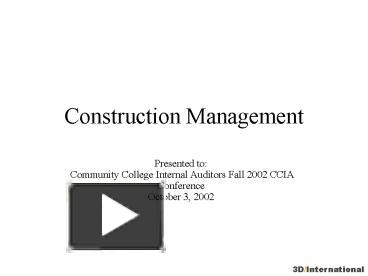 PPT – Construction Management PowerPoint presentation | free to view ...