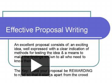 PPT – Effective Proposal Writing PowerPoint presentation | free to view ...