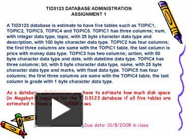 PPT – TID3123 DATABASE ADMINISTRATION PowerPoint presentation | free to ...