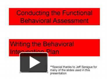 PPT – Conducting the Functional Behavioral Assessment PowerPoint ...
