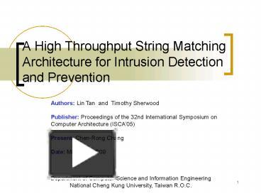 A High Throughput String Matching Architecture for Intrusion Detection ...