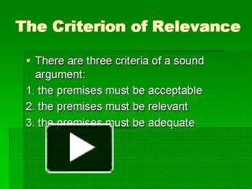 PPT – The Criterion of Relevance PowerPoint presentation | free to view ...
