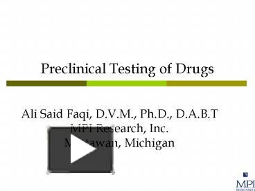 Preclinical Testing of Drugs presentation | free to view