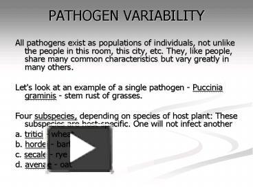 PATHOGEN VARIABILITY presentation | free to view
