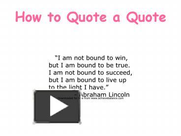 How to Quote a Quote presentation | free to view