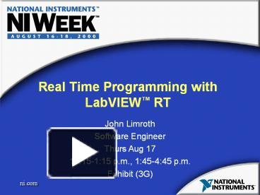 Real Time Programming with LabVIEW presentation | free to download