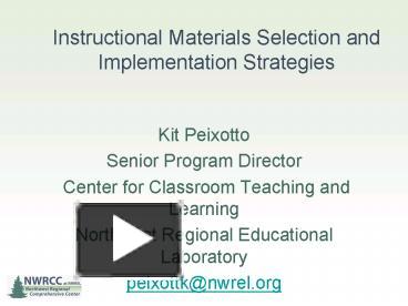 PPT – Instructional Materials Selection and Implementation Strategies ...