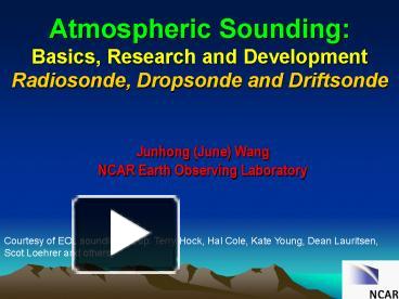 Atmospheric Sounding: Basics, Research and Development Radiosonde ...