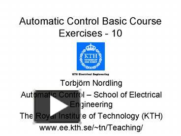 PPT – Automatic Control Basic Course Exercises 10 PowerPoint ...