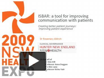 ISBAR: a tool for improving communication with patients presentation ...