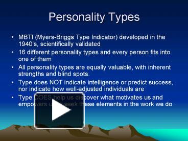 Personality Types presentation | free to view