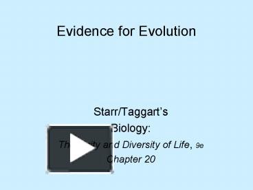 PPT – Evidence for Evolution PowerPoint presentation | free to view ...