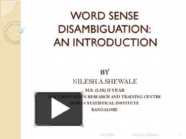 WORD SENSE DISAMBIGUATION: AN INTRODUCTION presentation | free to view