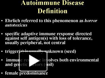 PPT – Autoimmune Disease Definition PowerPoint presentation | free to ...