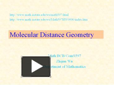 PPT – Molecular Distance Geometry PowerPoint presentation | free to ...