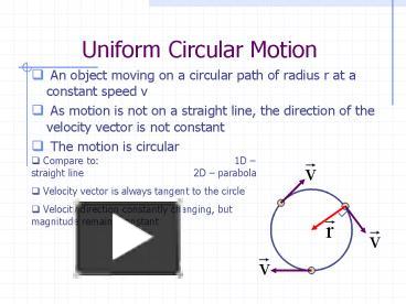 PPT – Uniform Circular Motion PowerPoint presentation | free to view ...