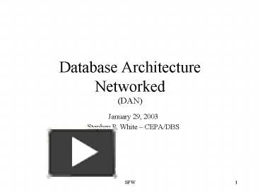 PPT – Database Architecture Networked DAN PowerPoint presentation ...