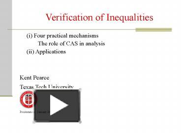 PPT – Verification of Inequalities PowerPoint presentation | free to ...