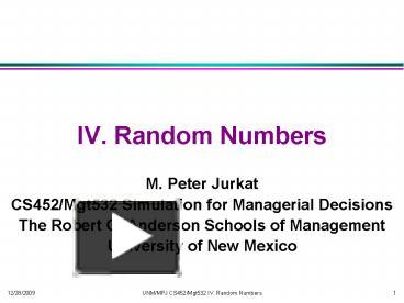 PPT – IV' Random Numbers PowerPoint presentation | free to view - id ...