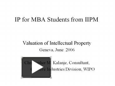 IP for MBA Students from IIPM presentation | free to download