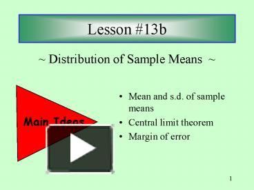PPT – Mean and s.d. of sample means PowerPoint presentation | free to ...