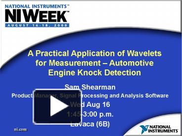 A Practical Application of Wavelets for Measurement presentation | free ...