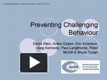 Preventing Challenging Behaviour presentation | free to view