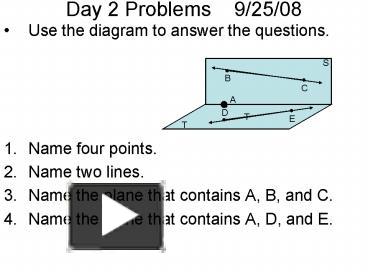 Day 2 Problems 92508 presentation | free to view