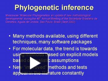 PPT – Phylogenetic inference PowerPoint presentation | free to view ...