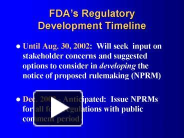 PPT – FDA PowerPoint presentation | free to view - id: 261ecd-ZDc1Z