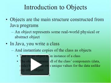 PPT – Introduction to Objects PowerPoint presentation | free to view ...