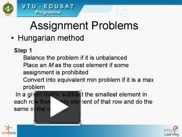 PPT – Assignment Problems PowerPoint presentation | free to view - id ...