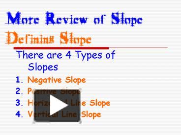 PPT – More Review of Slope Defining Slope PowerPoint presentation ...