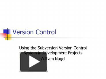 Version Control presentation | free to view