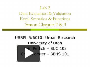 PPT – Lab 2 Data Evaluation PowerPoint presentation | free to view - id ...