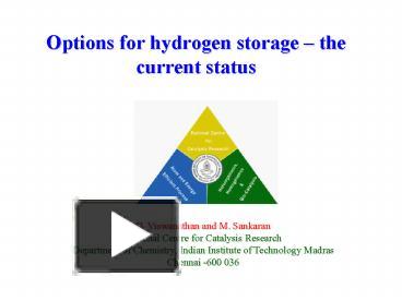 Options for hydrogen storage presentation | free to view