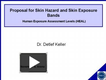 Proposal for Skin Hazard and Skin Exposure Bands Human Exposure ...