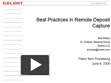 Best Practices in Remote Deposit Capture presentation | free to view