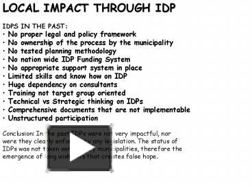 PPT – LOCAL IMPACT THROUGH IDP PowerPoint presentation | free to ...