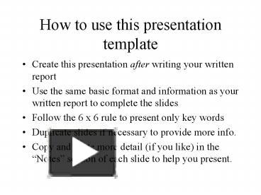 PPT – How to use this presentation template PowerPoint presentation ...
