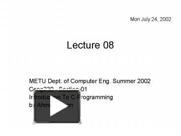 PPT – METU Dept' of Computer Eng' Summer 2002 PowerPoint presentation ...