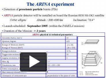 PPT – The ARINA experiment PowerPoint presentation | free to view - id ...