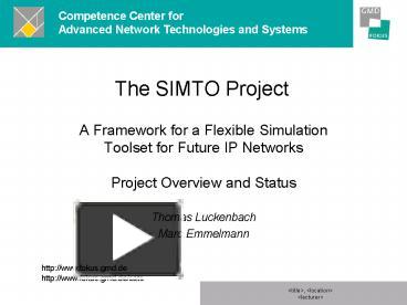 The SIMTO Project presentation | free to download