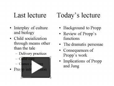 PPT – Last lecture Todays lecture PowerPoint presentation | free to ...
