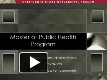 Master of Public Health Program presentation | free to view