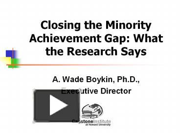 A' Wade Boykin, Ph'D', presentation | free to view