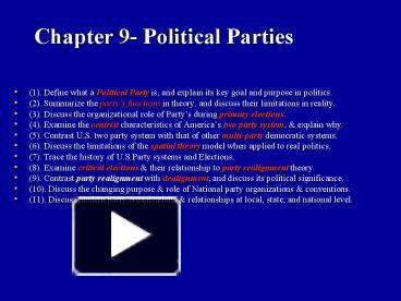PPT – Chapter 9- Political Parties PowerPoint presentation | free to ...